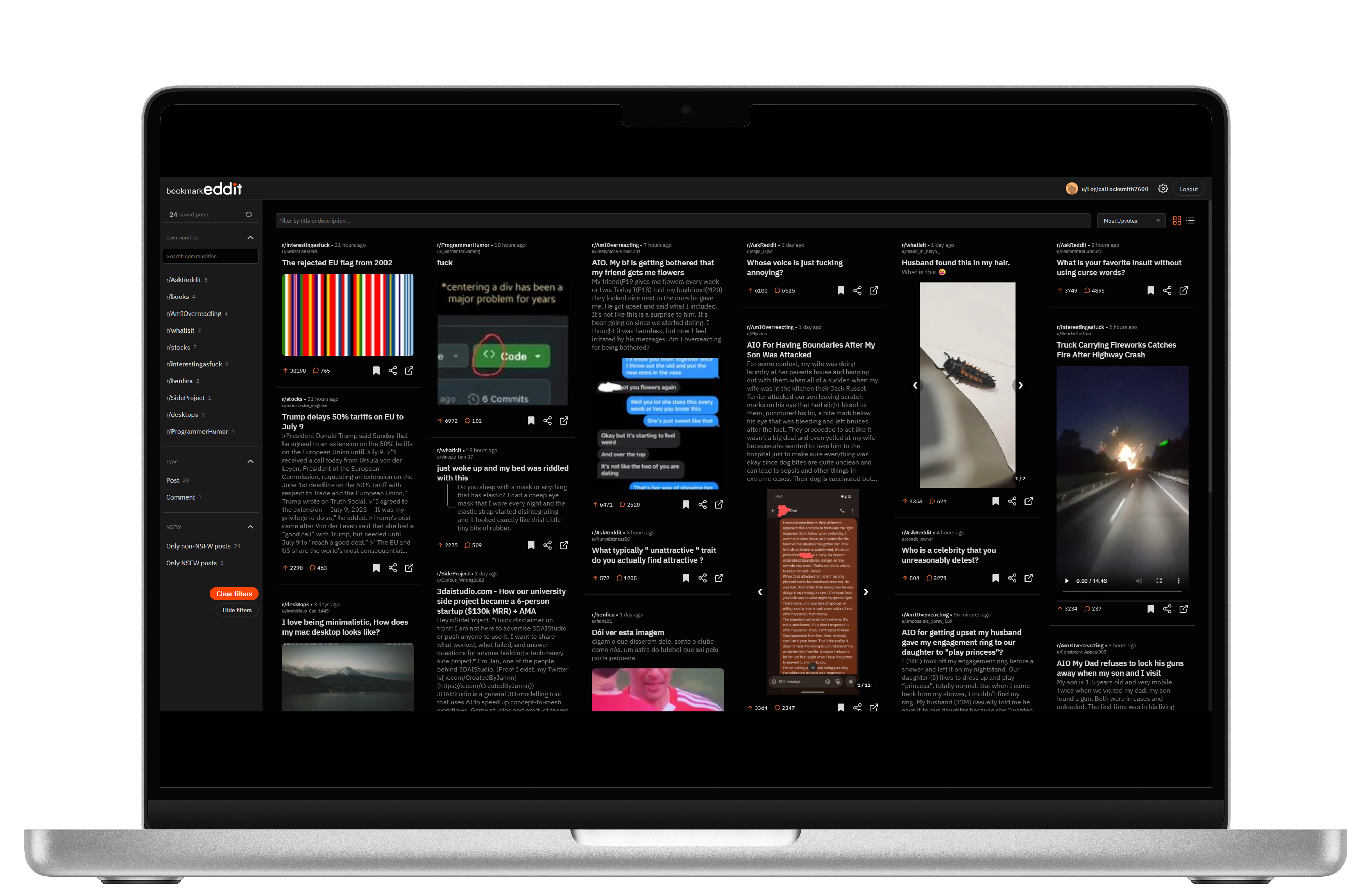 Bookmarkeddit: Organize & Search Your Reddit Saved Posts